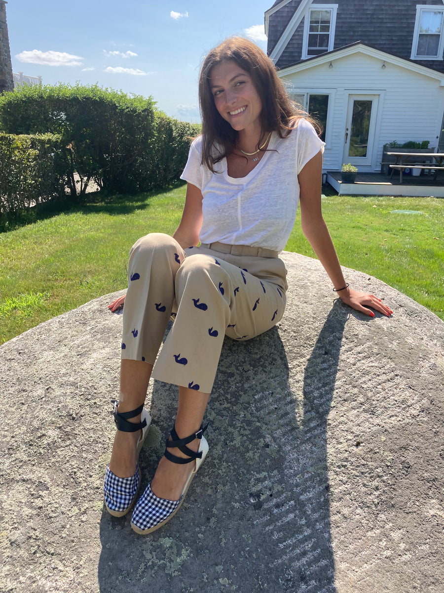 Rag and Bone Kea Navy Gingham Platform Espadrille Sandals, 39.5 ...